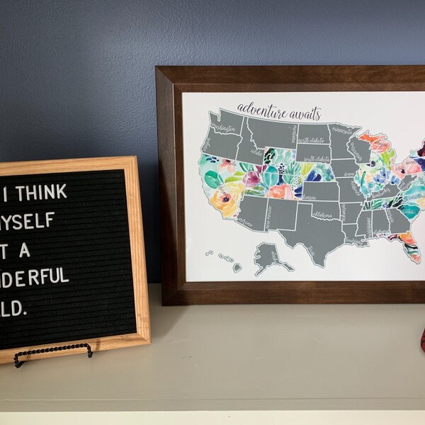 Floral Scratch off Map | Track Your Travels | Wedding Gift | Gifts ...