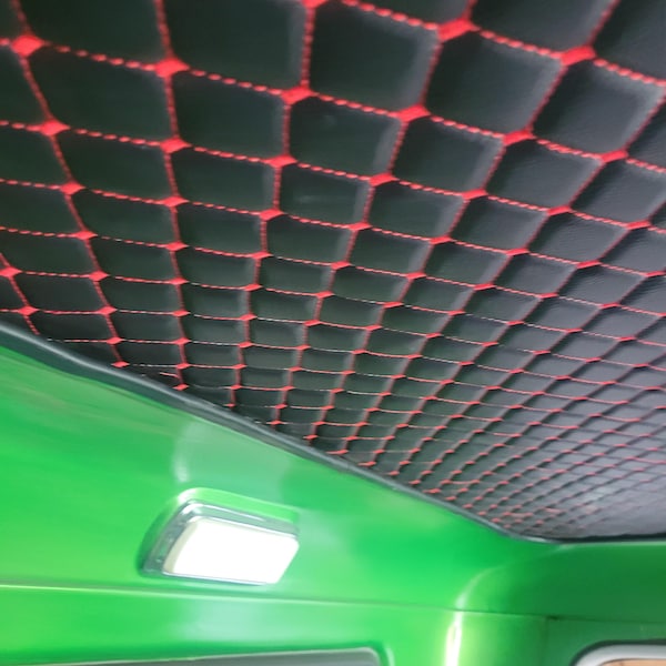 Quilted Vinyl Faux Leather Car Upholstery Fabric | 2"x2" 5x5cm Diamond ...