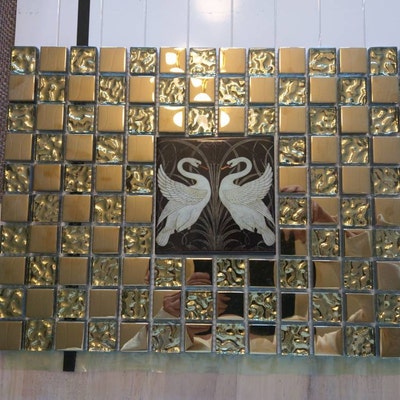 Swan Art Nouveau , Vintage Design Tile, Reproduction Printed on Tile - Etsy