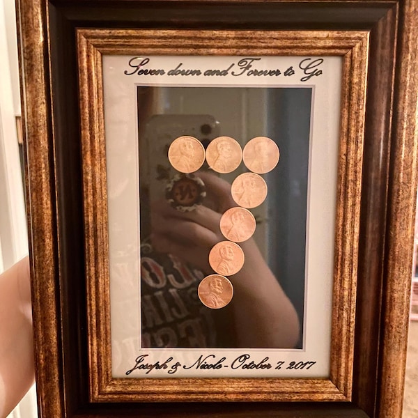 Copper Coin 7 Year Anniversary Gift - Framed 7 Configuration - Etsy