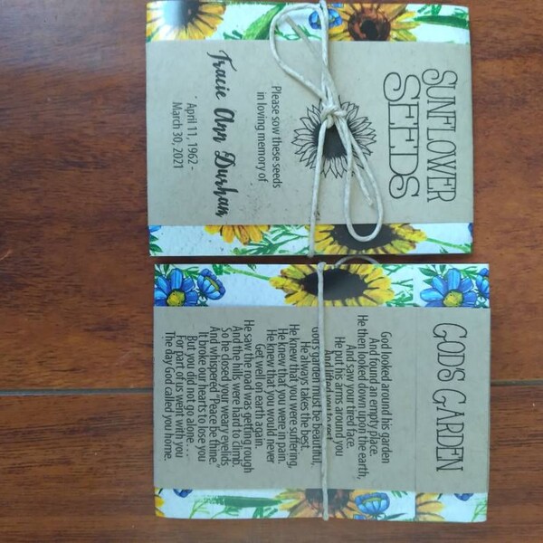 Sunflower Personalized Memorial Seed Packets - Etsy