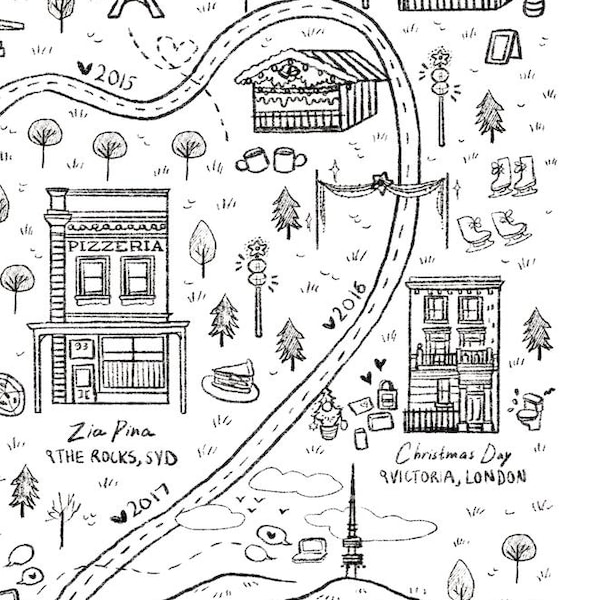 Custom Couples Map Print Personalized Relationship Map of Us Gift ...