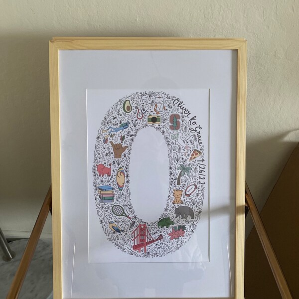 Initial Doodle/initial Art Work/ A5 Art/ A5 Pen and Ink/ Black and ...