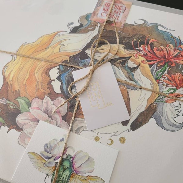 PRINT Limited Edition Ren'art, Foxes and Flowers, Giclée Print, Fine ...