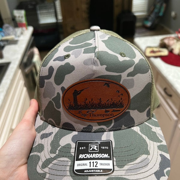 Pheasant Leather Patch Hat, Laser Engraved, Khaki/coffee Richardson 112 ...