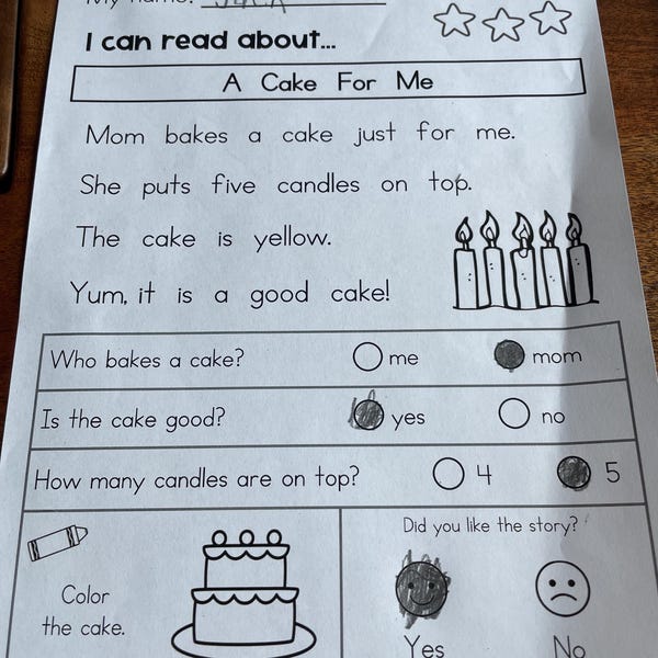 Kindergarten at Home Reading Worksheets - Comprehension Passages ...