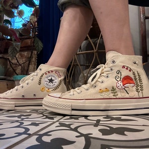 Embroidered Converse/mushroom Converse/embroidered Orange Mushrooms and ...