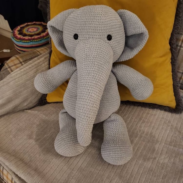 Crochet Big Grey Elephant Pillow Pattern, Big Elephant Pattern ...