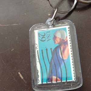 France Keychain Recycled Postage Stamp Art - Etsy