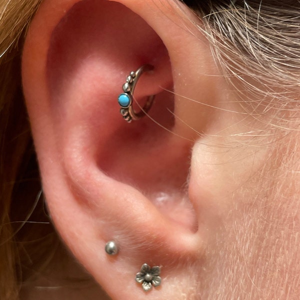 Turquoise Tragus Hoop Surgical Steel, Conch Hoop, Clicker Hoop ...