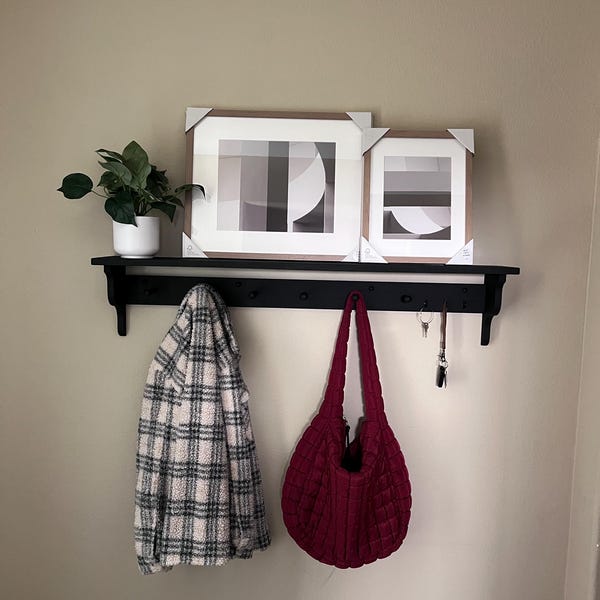 Shelf With Hooks, Shaker Peg Shelf, Housewarming Gift, Entryway ...