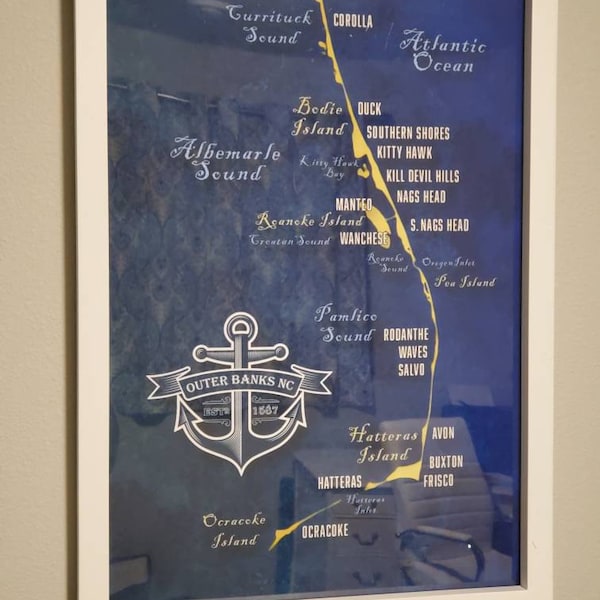 Outer Banks Map Wooden Christmas Ornaments/magnets - Nautical Design on ...