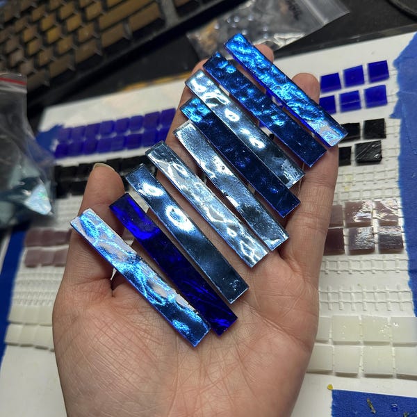 15 Glass Mosaic Tiles, Rectangle Tiles, Rectangular Glass Tiles ...