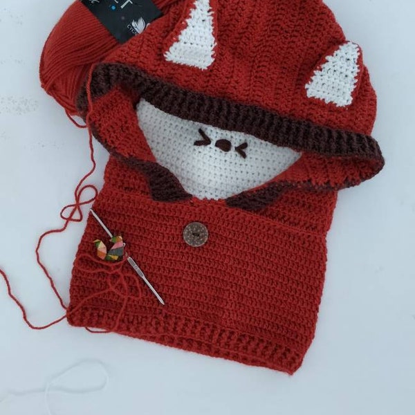 Fox Hooded Cowl CROCHET PATTERN Fox Snood Crochet Pattern (baby ...