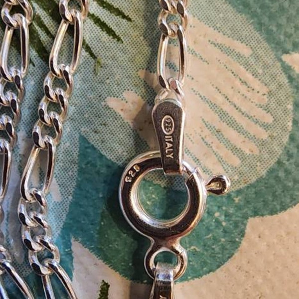 Italian Sterling Silver Figaro Chain Necklace 925 Made in Italy - Etsy