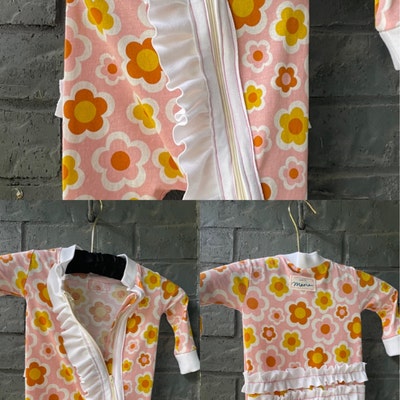 Ruffle Zip Sleeper PDF Sewing Pattern A4 A0 Projector Formats Baby and ...