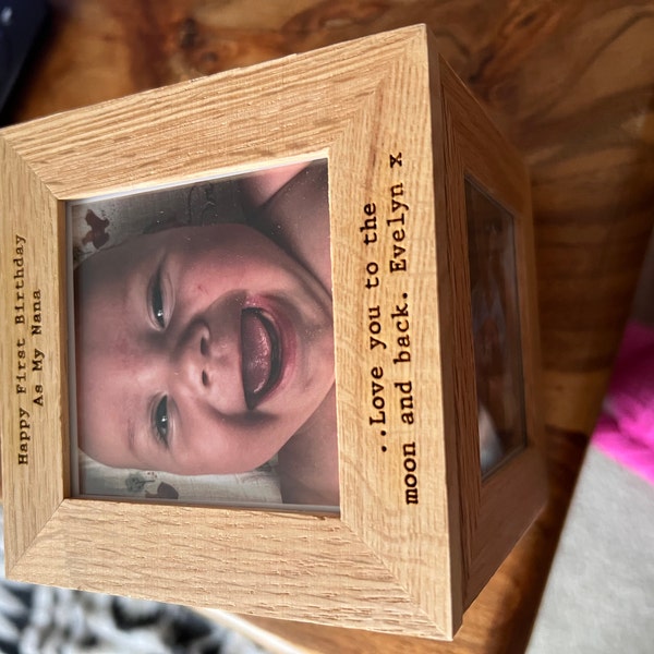 Personalised Oak Photo Cube Keepsake Box - Etsy UK