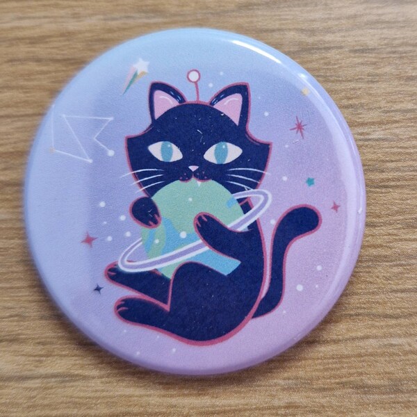 Extrapurrestrial Cat Badge | Outer Space - Cats in Space - Cute Kawaii ...