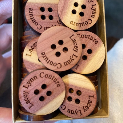 Personalized Wood Buttons 1 Inch, Custom Engraved Buttons 25mm, 4 Hole ...