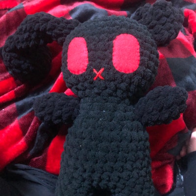 Customizable Large Crochet Bunny Black, Year of the Rabbit, Creepy Goth ...