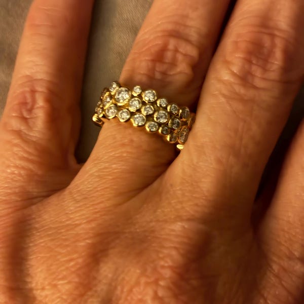 Wide Scatter Band Ring, Flush Set Round Moissanite Diamond Band, Half ...