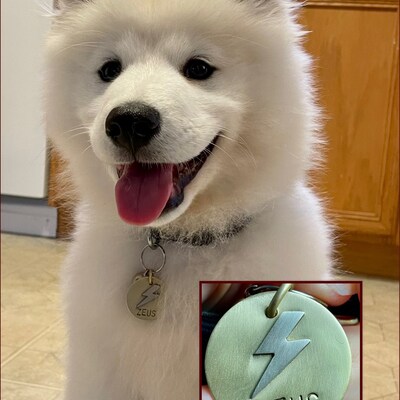 Personalized Bolt Dog Tag ID for Dog Collar Tag With Stamped Front Name ...