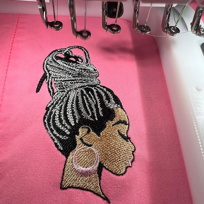 Afro Women Embroidery Design, Black Woman Melanin Embroidery Design ...