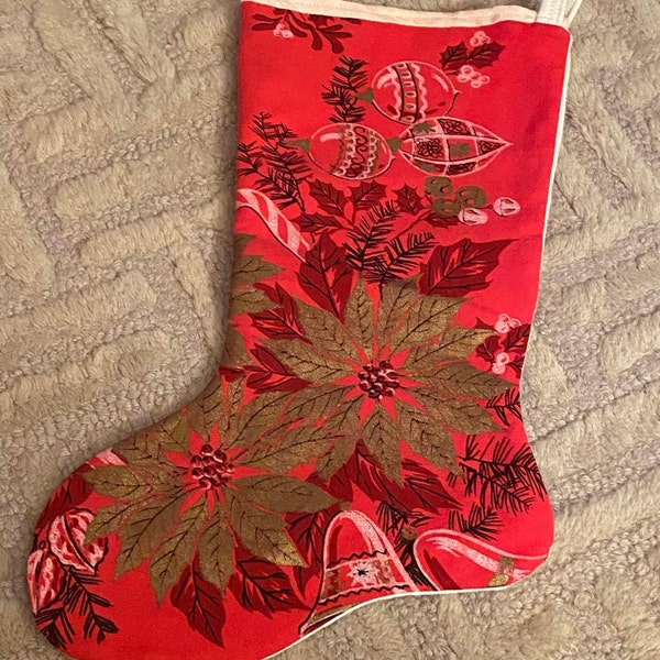 Christmas Stocking/quilt Stocking/vintage Aqua Red Christmas Stocking ...