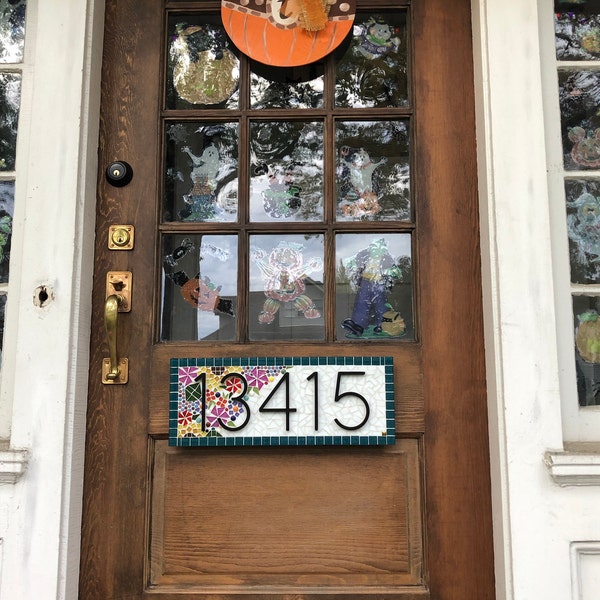 Floral Mosaic Address Sign House Numbers Flower Bright Colorful - Etsy