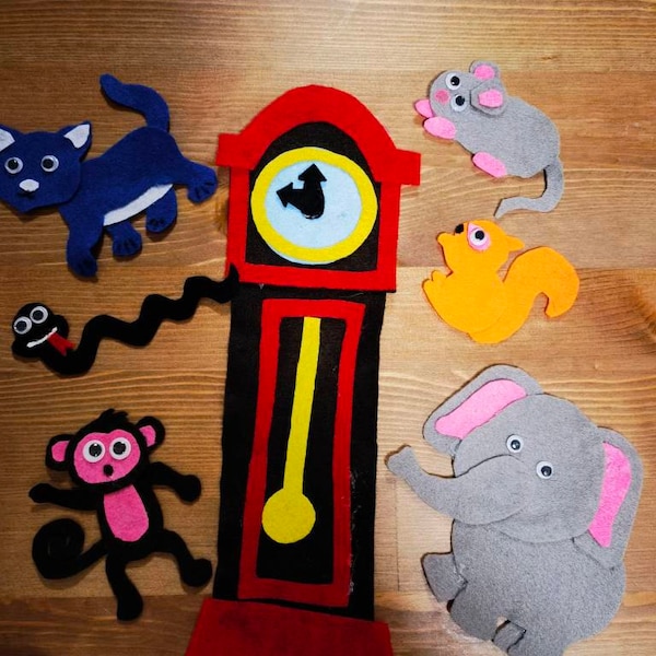 Hickory Dickory Dock Nursery Rhyme DIY Pattern for Interactive Felt ...