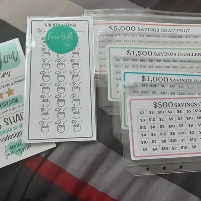 Savings Challenge Envelope, Laminated Savings Tracker, Zipper Cash ...