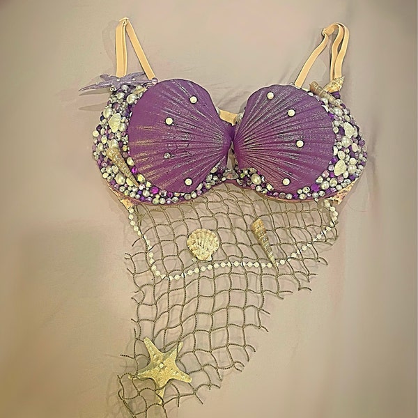 Mermaid Lagoon Bling Bra ~ Seashell Bra ~ Rave Bra - Etsy