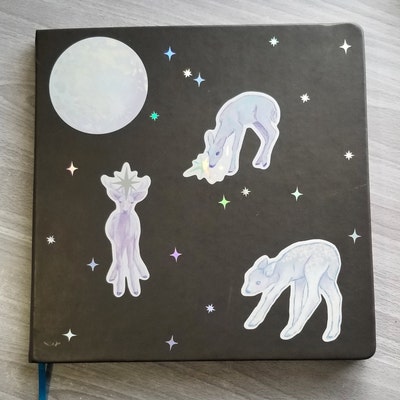 Holographic Pale Blue Moon Vinyl Sticker - Etsy
