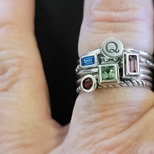 Stack Rings Sterling Silver Stackable Birthstone Ring Initial Ring ...