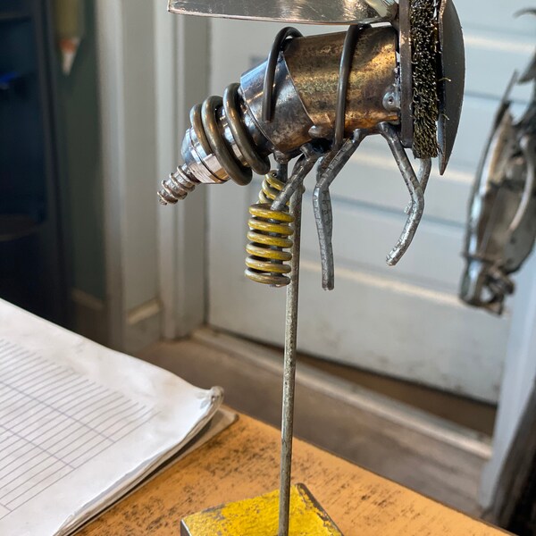 Reclaimed Scrap Metal Rustic Industrial Drill Bit & Bolt Bee on Nut ...