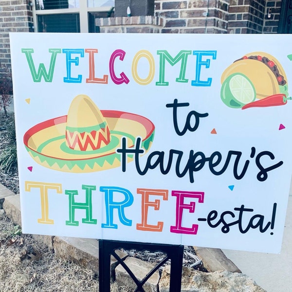Three Esta Birthday Sign, Girl Three Esta Welcome Sign, Mexican Fiesta ...