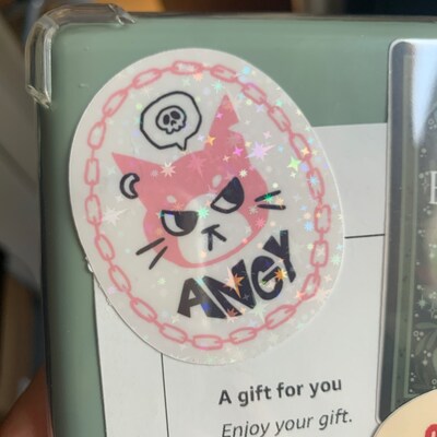 Angry Emo Cat Sticker Holographic Cat Sticker, Waterproof, Cute Cat ...