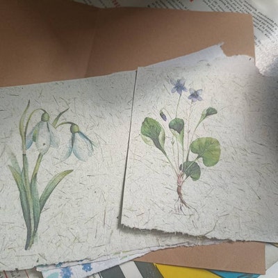 Beautiful Watercolor Handmade Paper Set Handmade Stationary Floral and ...