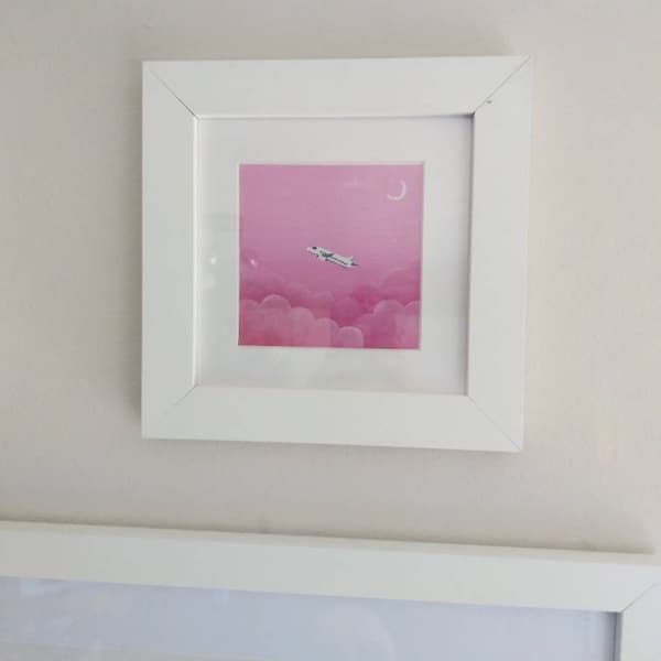 Pink Airplane Art Print | 4"x4" | 5"x5" | Art Poster | Original Acrylic ...