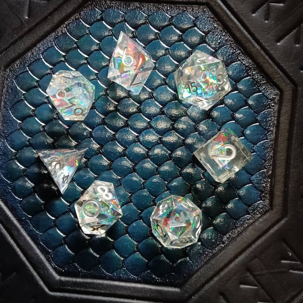Moonbeam, Clear Polyhedral Sharp Edge Dnd Gem Dice Holographic ...