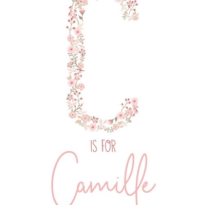 Personalized Floral Letter Name Nursery Sign, Coral and Mint Girls ...