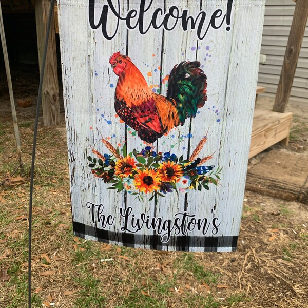 Personalized Chicken Garden Flag, Custom Farm Sign, 12x18 - Etsy