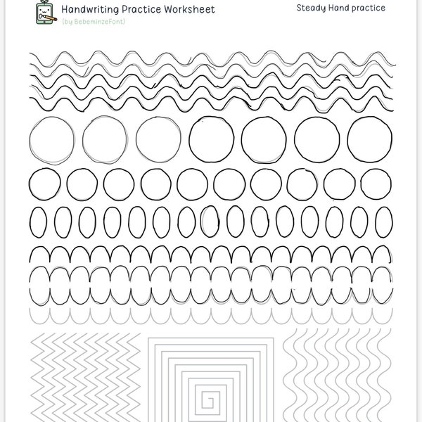 Steady Hand Practice Sheets, Printable Handwriting Worksheet, Basic ...