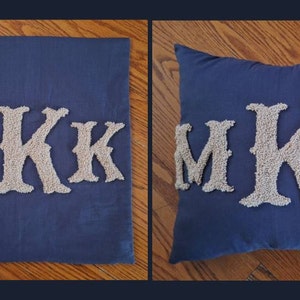 Monogram Pillow Cover With Punch Needle Embroidery, Personalized ...