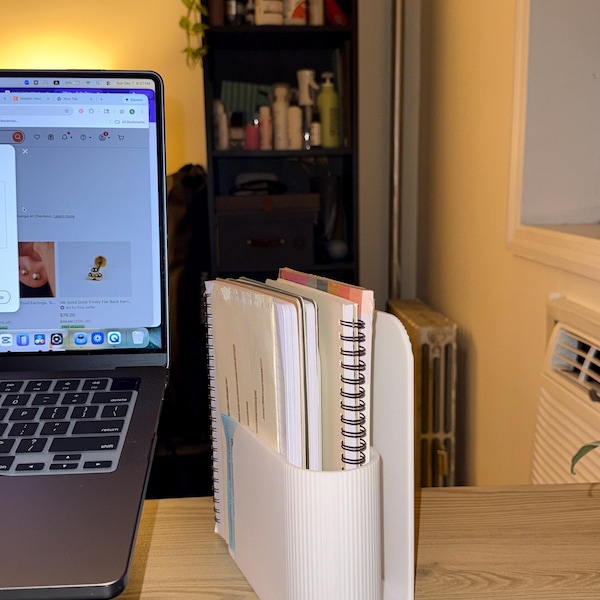 Modern Desk Notebook Holder Organizer – Ribbed Office Decor for ...