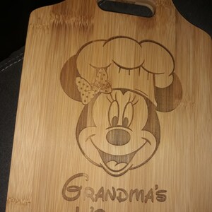Personalized Name Minnie Mouse Chef Hat Inspired Cheese, Cutting Wood ...
