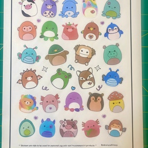 Adorable Squishmallow 3 Stickers Sheet in ONE Page PNG, JPF Plus Free ...