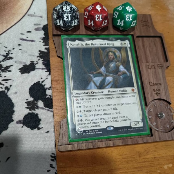 Magic Commander Tray - MTG Command Zone With Life Counter Slot - Walnut ...