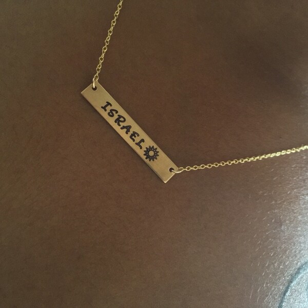 Personalized Gold Bar Necklace , Bar Necklace, Engraved Necklace ...