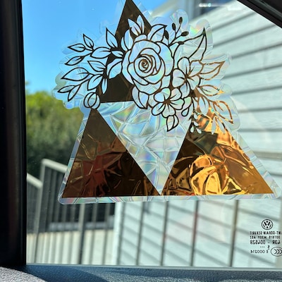 Floral Border Suncatcher Window Decal, Sticker, Rainbows, Bouquet ...